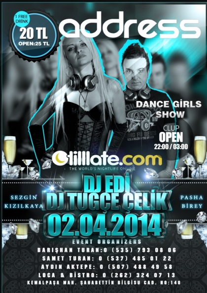 Djane Tuğçe Çelik & Dj Edi / Club Address - Bilet Al Djane Tuğçe Çelik & Dj Edi / Club Address - Bilet Al